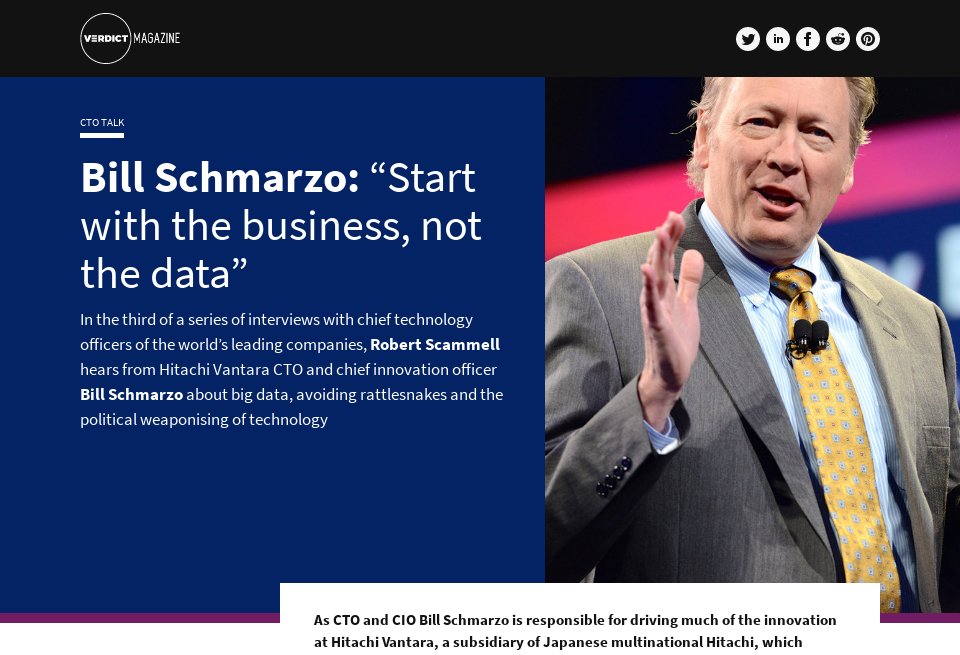 Bill Schmarzo: “Start with the business, not the data” - Verdict ...
