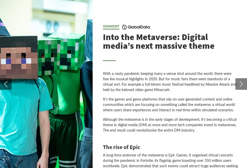 Into the Metaverse: Digital media’s next massive theme - Verdict ...