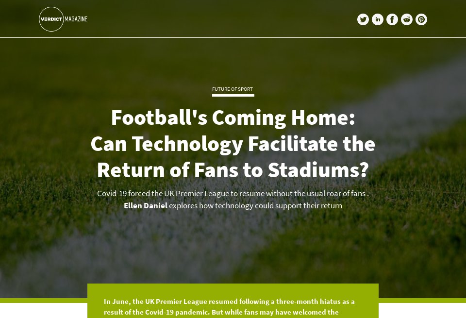 Football's Coming Home: Can Technology Facilitate the Return of Fans to ...