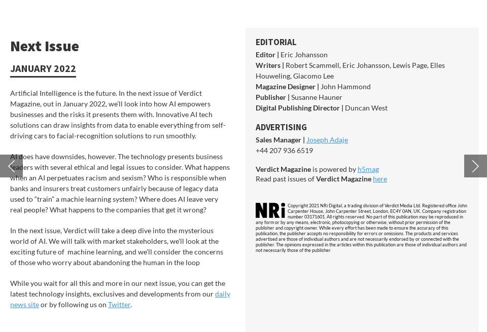 Next issue - Verdict Magazine | Issue 11 | November 2021