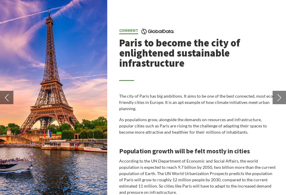 Paris to become the city of enlightened sustainable infrastructure ...